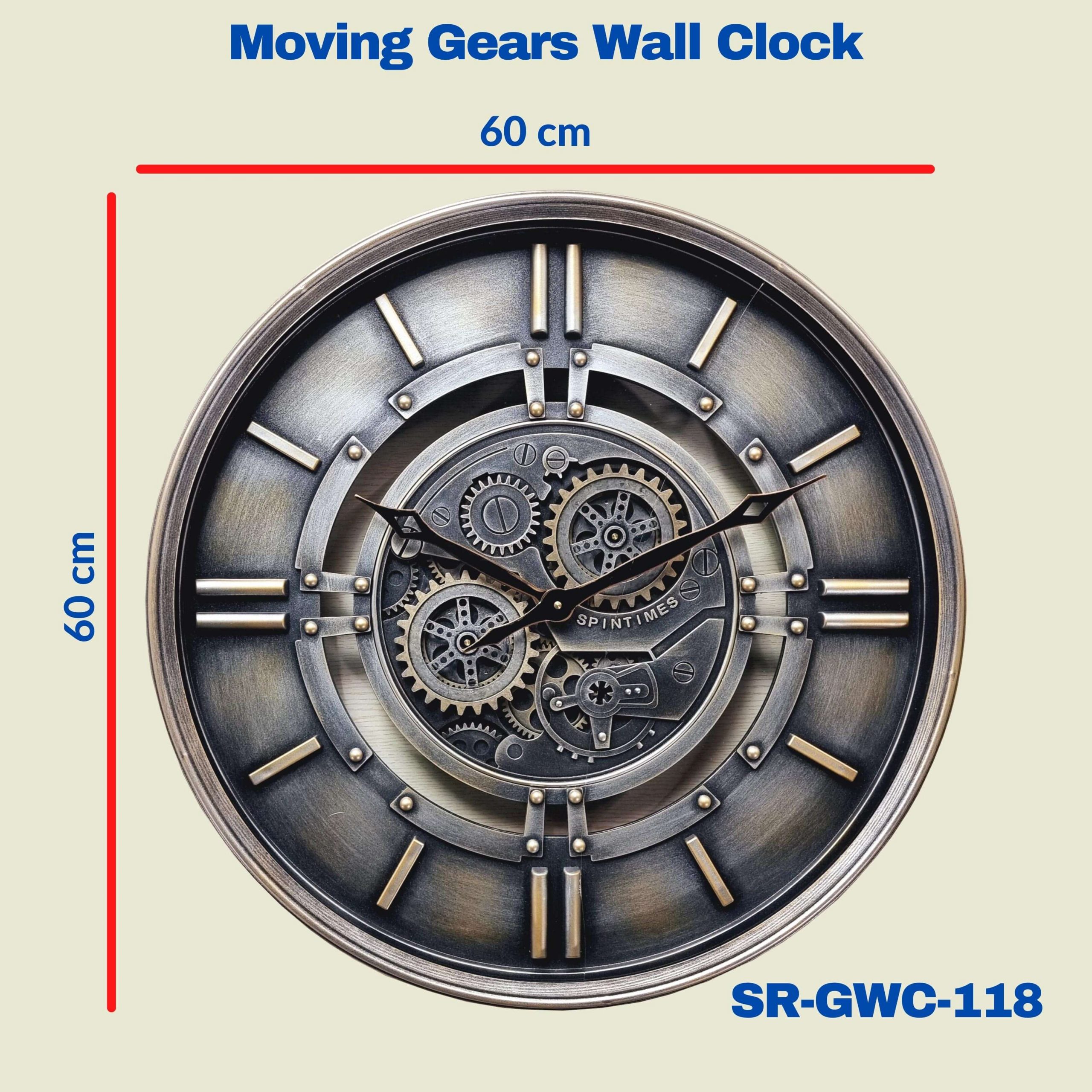 Moving Gears Metal Wall Clock - SR-GWC-118 - SR Creations